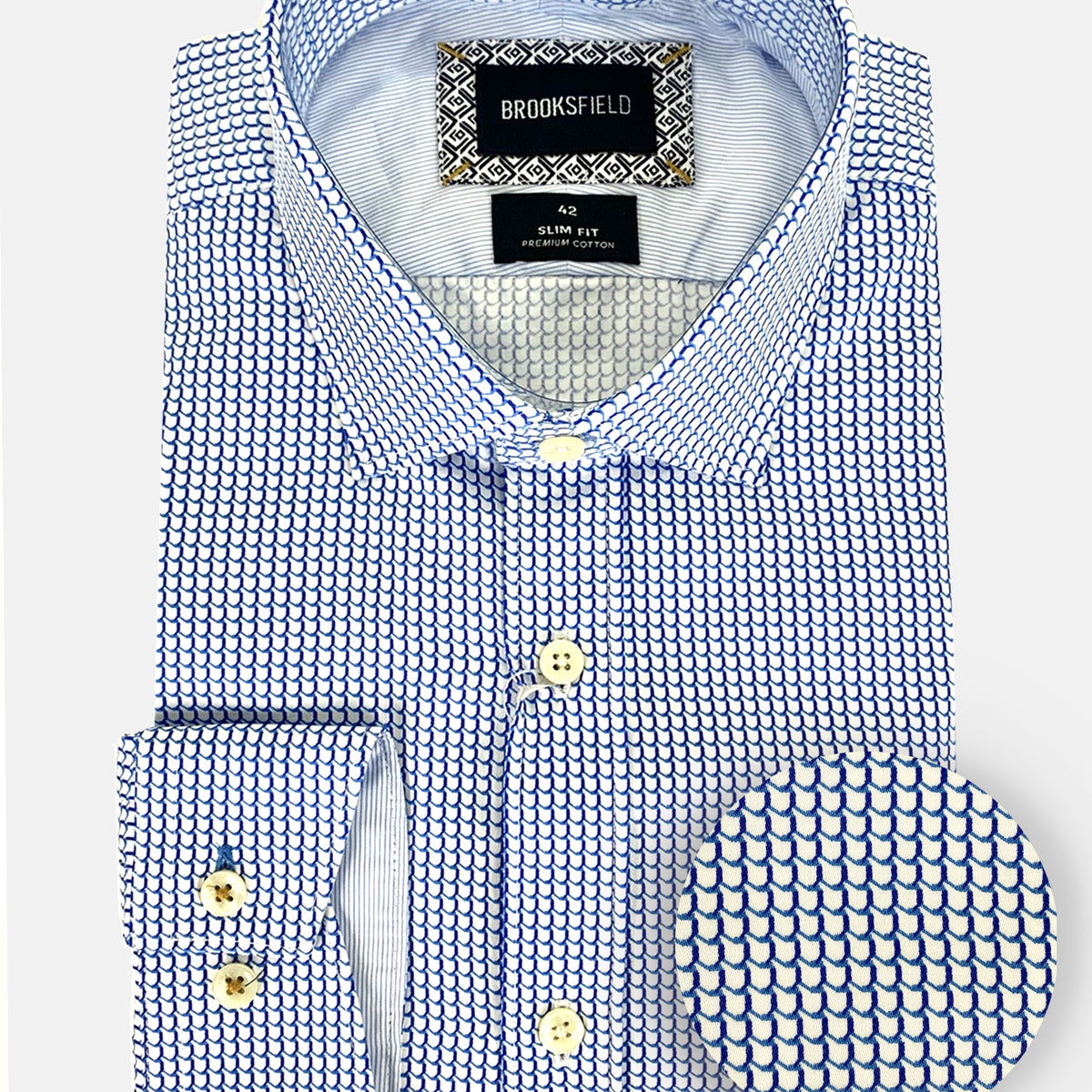 Brooksfield Blue Scale Slim Shirt - George Harrison – George Harrison ...