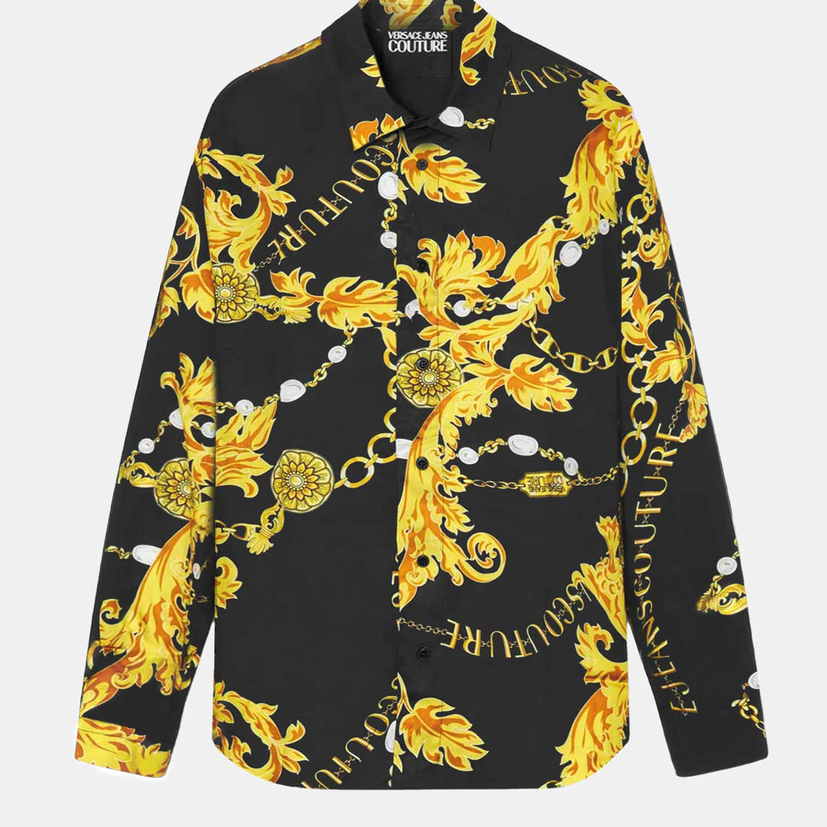 Versace Gold Viscose Chain Baroque Regular L/S Shirt | George Harrison ...