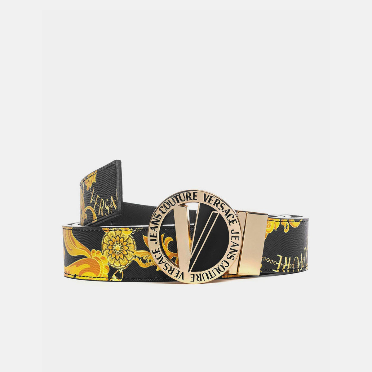 Versace Chain Baroque Gold V-Emblem Reversible Belt | George Harrison ...