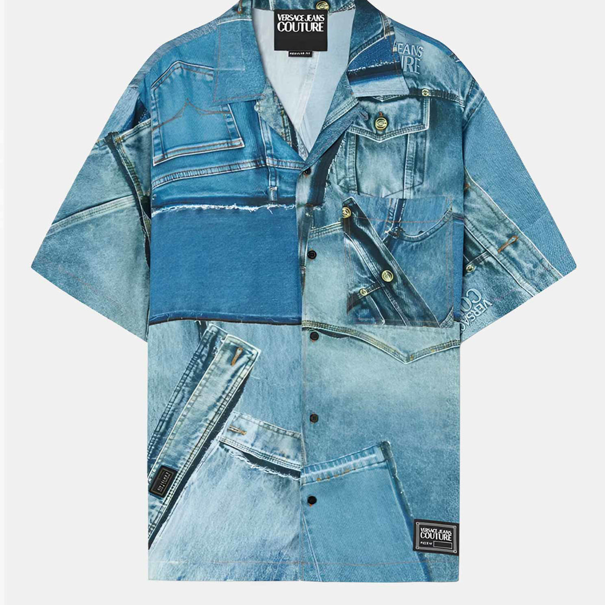 Versace Patch Denim Print Short Sleeve Shirt | George Harrison – George ...