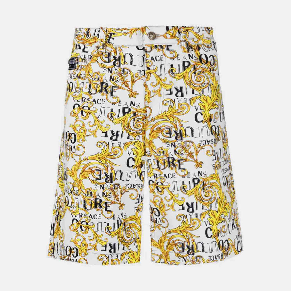 Versace Black Logo Baroque Denim Shorts | George Harrison – George ...
